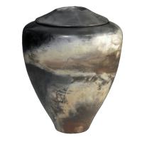 China Abstract Ceramic Cremation Urn with Earth Tone Finish for sale
