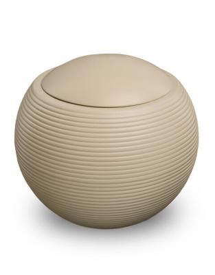 China Modern Round Ceramic Cremation Urn with Ribbed Texture for sale