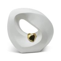 China Modern White Ceramic Cremation Urn with Gold Heart for sale