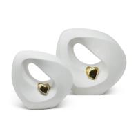 China Modern White Ceramic Cremation Urn with Gold Heart for sale