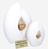 China Modern White Ceramic Cremation Urn with Gold Heart for sale
