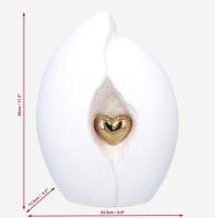 China Modern White Ceramic Cremation Urn with Gold Heart for sale