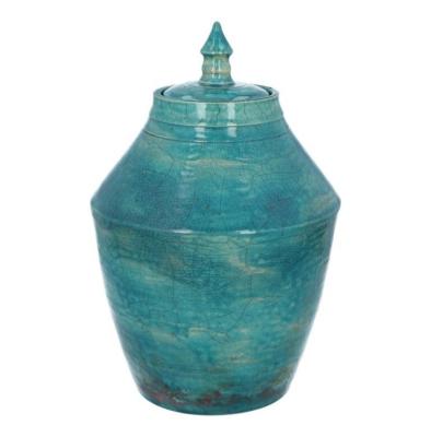 China Turquoise Crackle Glaze Ceramic Cremation Urn for sale