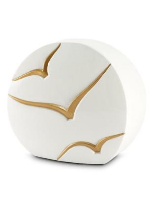 China Modern White Ceramic Cremation Urn with Gold Birds for sale