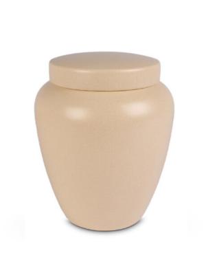 China Minimalist Beige Ceramic Cremation Urn for sale