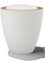 China Ivory Ceramic Cremation Urn with Gold Rim for sale