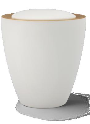 China Ivory Ceramic Cremation Urn with Gold Rim for sale
