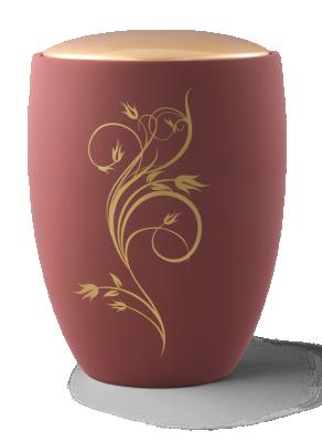 China Burgundy Ceramic Cremation Urn with Gold Floral Design for sale