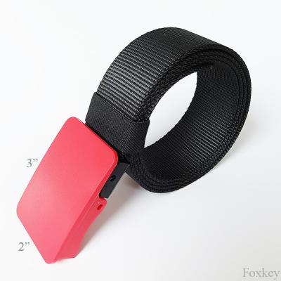 China Plated Silver Nylon Web Belt Plastic Buckle Printable Logo Easily Personalized for sale