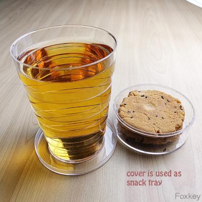 China Stylish Collapsible Pint Glass Clear PS 480ml 16 OZ Telescopic 95mm Foldable for sale