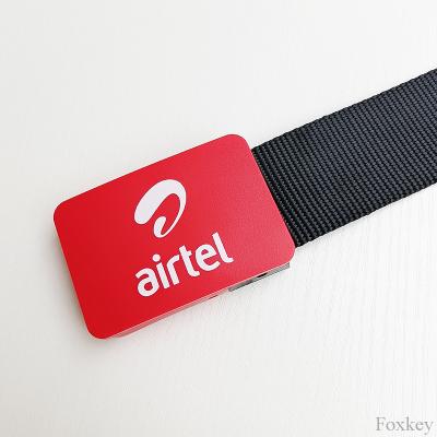China Red Promotional Belt Buckles Plastic POM For Telecom Promotion Logo Print for sale