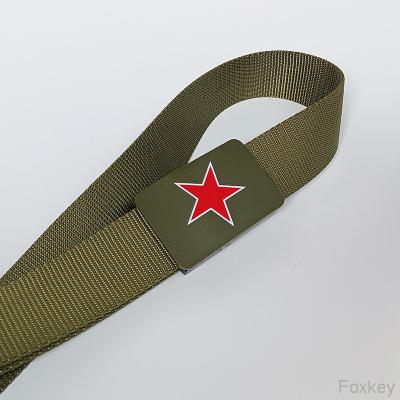 China Plastic Army Belt Buckles With Five Pointed Start Print Strong Nylon Webbing for sale