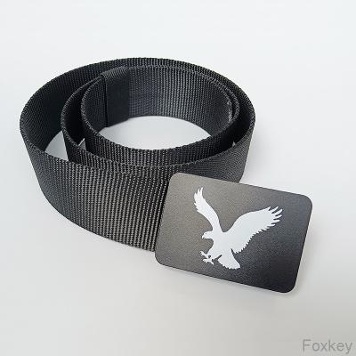China Nylon Adjustable Black Belt Easy Print Logo Photo Image Personalised Mens Belt for sale