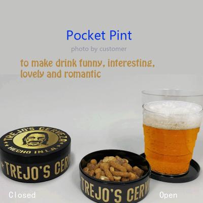 China Plastic Collapsible Pint Glass Creative Clear PS Pocket Size 480ml 16OZ 95mm for sale