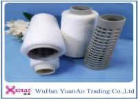 China Low Shrinkage Raw White Yarns with Spun 100% Polyester on Plastic Core , High Tenacity for sale