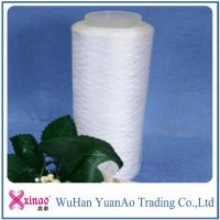 China Raw White 100% Ring Spun Polyester Yarn For Sewing On Paper Core / Dyeing Tube / Hank for sale