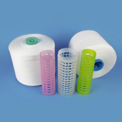 China 20/4 Raw White Plastic Tube Ring Spun Polyester Yarn For Sewing for sale