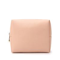 China Custom Pink PU Leather Travel Cosmetic Makeup Bag with Gold Zipper 500pcs MOQ for sale