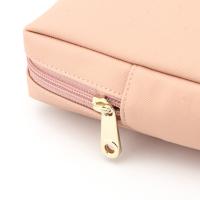 China Custom Pink PU Leather Travel Cosmetic Makeup Bag with Gold Zipper 500pcs MOQ for sale