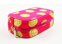 China Custom Printed TC Fabric Cosmetic Brush Bag Travel Makeup Pencil Case 230D for sale
