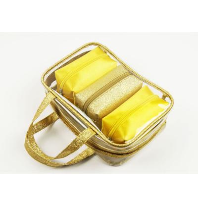 China Glitter PVC Cosmetic Bag Set 4 Pack Independent Bags Custom Size OEM ODM for sale