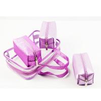 China 3 in 1 PVC Glitter Clear Cosmetic Organizer Bag Set with Handle for Women for sale