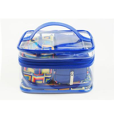 China Transparency Cosmetic Organizer Set With 3 Printed Inner Makeup Bags totally 4 pcs for sale