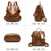 China Canvas Anti Theft Laptop Backpack 30L PU Leather Women Fashion Shoulder Bag for sale