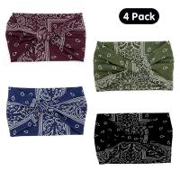 China Custom Printed Breathable Head Wraps Assorted Paisley Wide Bandana Knot Headbands 500 Pcs MOQ for sale