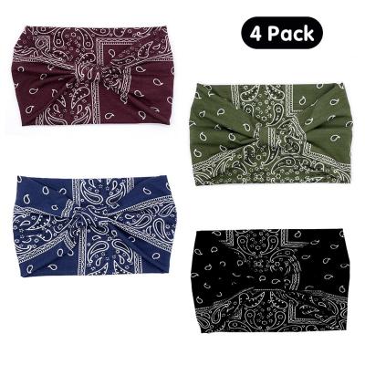 China Custom Printed Breathable Head Wraps Assorted Paisley Wide Bandana Knot Headbands 500 Pcs MOQ for sale