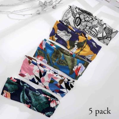 China Wholesale Custom Elastic Knot Yoga Headbands for Women Sports Running 5 Pack for sale