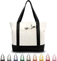 China Custom Canvas Tote Bag with Zipper Closure and External Pocket 21x15x6 Inch OEM for sale