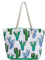 China Custom Canvas Beach Tote Bag 60% Polyester 40% Cotton Large Capacity Shoulder Shopping Bag for sale