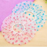 China Customizable Waterproof PE Shower Cap 27cm Elastic Band Reusable for Women Spa Salon for sale