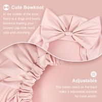 China Reusable Waterproof Shower Turban Pink Black Bowknot Extra Large 20-26 Inch Adjustable Shower Cap for sale