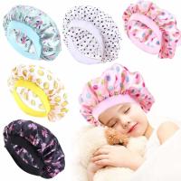 China Kids Satin Wide Band Silk Bonnet Night Sleep Cap Toddler Hair Bonnet 27cm for sale