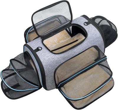 China 4 Sides Expandable Airline Approved Cat Backpack Oxford Fabric Pet Carrier 18x11x11 inch for sale