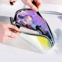 China Custom PVC Holographic Cosmetic Makeup Bag Transparent Iridescent Brushes Case 500 Pcs MOQ for sale