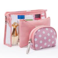 China Custom 3 Piece Cosmetic Bag Set ODM Cotton PVC Toiletry Travel Makeup Organizer 500 Pcs MOQ for sale