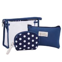China Custom 3 Piece Cosmetic Bag Set ODM Cotton PVC Toiletry Travel Makeup Organizer 500 Pcs MOQ for sale