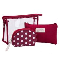 China Custom 3 Piece Cosmetic Bag Set ODM Cotton PVC Toiletry Travel Makeup Organizer 500 Pcs MOQ for sale