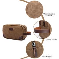 China Men'S Toiletry Makeup Bag Classic Canvas Dopp Kit With Leather Handle for sale