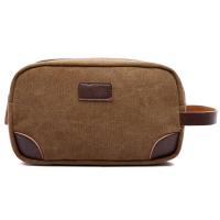 China Men'S Toiletry Makeup Bag Classic Canvas Dopp Kit With Leather Handle for sale