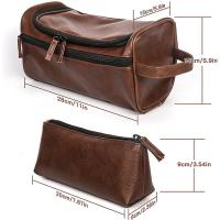 China Custom PU Leather Hanging Toiletry Bag 28x13x15cm Travel Dopp Kit for Men Women for sale