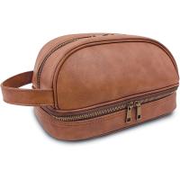 China Custom PU Leather Toiletry Bag 500 Pieces MOQ Waterproof Travel Makeup Organizer for sale