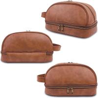 China Custom PU Leather Toiletry Bag 500 Pieces MOQ Waterproof Travel Makeup Organizer for sale