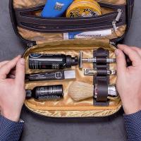 China Custom PU Leather Toiletry Bag for Men Waterproof Dopp Kit Travel 500pcs MOQ for sale