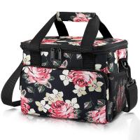 China Flower Reusable Lunch Bag 8.5L Insulated Cooler Tote with Adjustable Shoulder Strap Oxford Fabric for sale