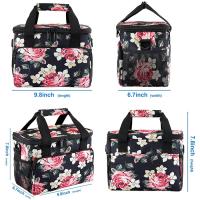 China Flower Reusable Lunch Bag 8.5L Insulated Cooler Tote with Adjustable Shoulder Strap Oxford Fabric for sale