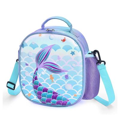 China 3D Mermaid Insulated Lunch Bag for Girls Waterproof Polyester 9.8x7.9x3.5 Inches for sale